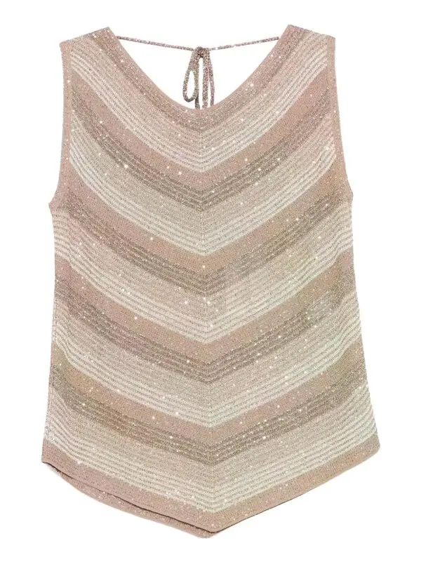 D.exterior Striped Sleeveless Top - Neutrals
