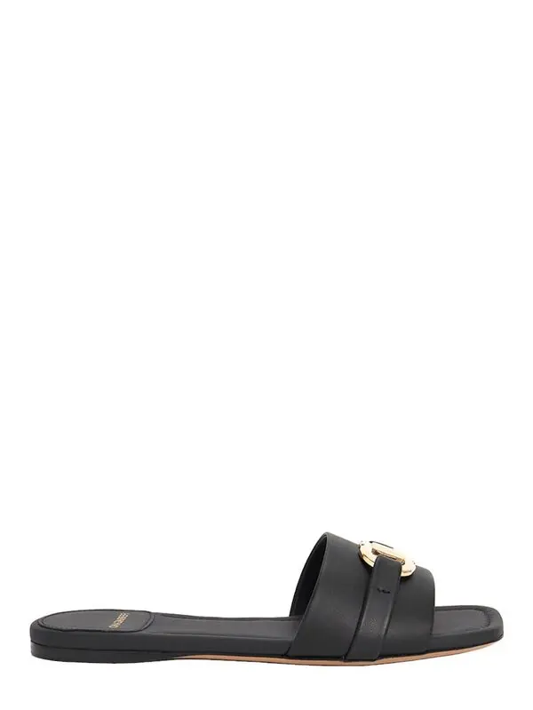 FERRAGAMO Gancini Flat Slides - Black