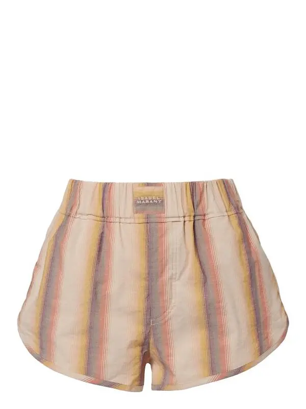 Isabel Marant Melinea Striped Cotton Shorts - Beige