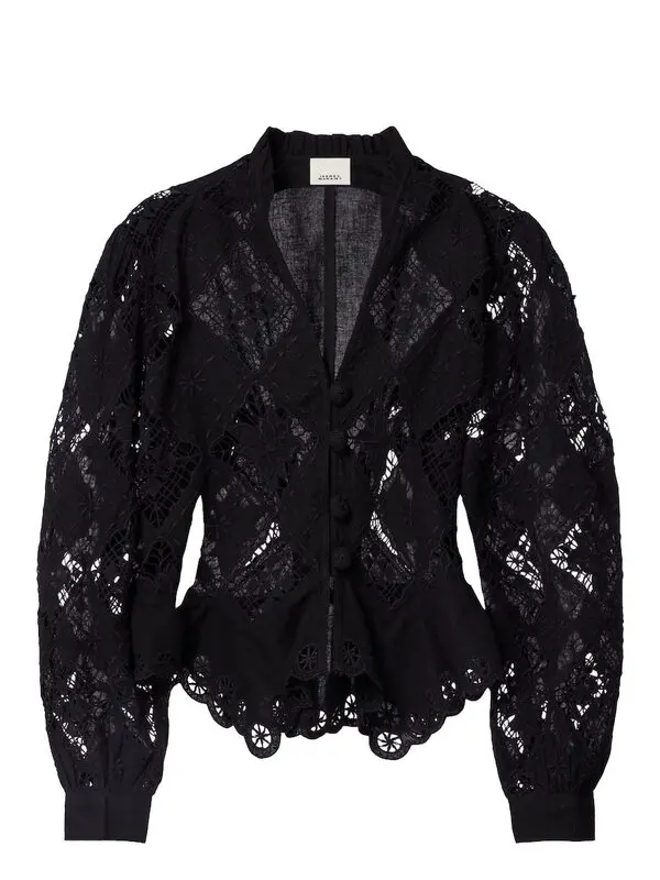Isabel Marant Nina Broderie Anglaise Blouse - Black