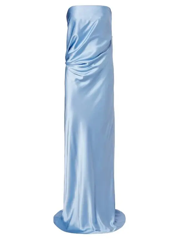 THE SEI Draped Silk Charmeuse Bustier Gown - Blue