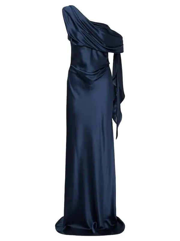 THE SEI Draped One-shoulder Gown - Blue