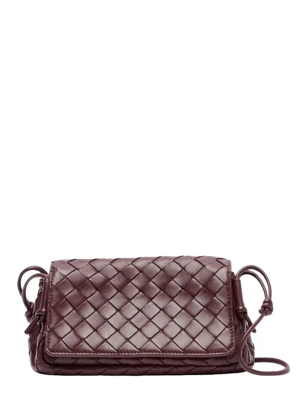 Bottega Veneta Notturno Intrecciato Leather Crossbody Bag - Burgundy