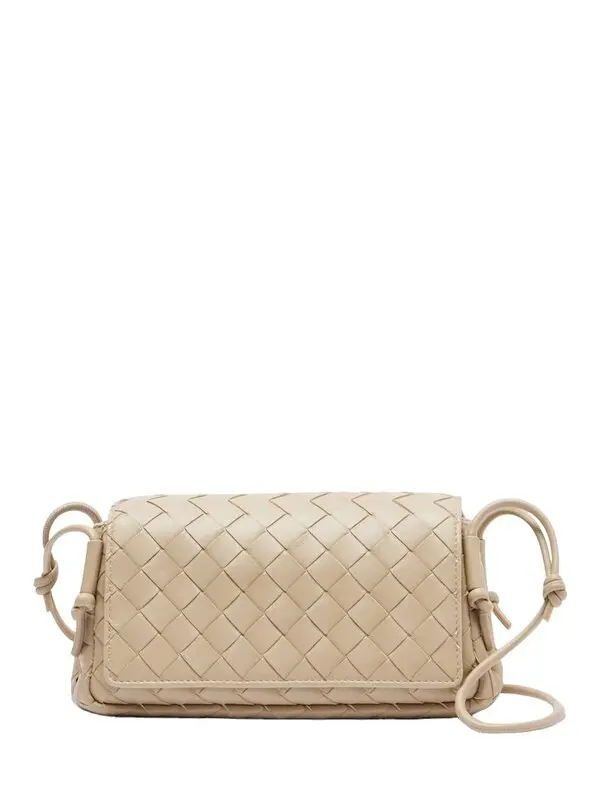 Bottega Veneta Intrecciato Leather Crossbody Bag - Beige