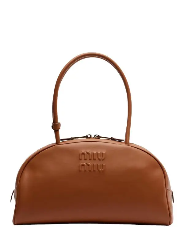 Miu Miu Beau Large Leather Shoulder Bag - Brown