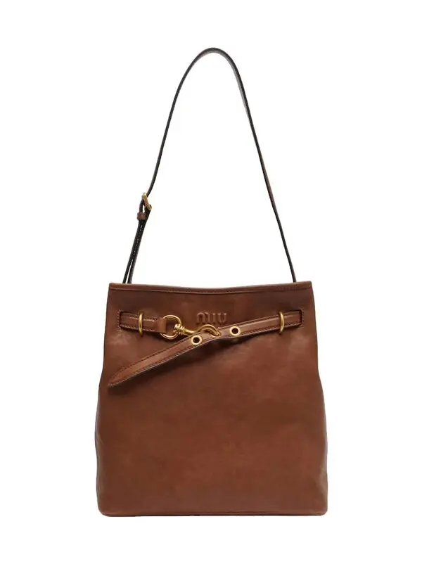 Miu Miu Aventure Leather Bucket Bag - Brown