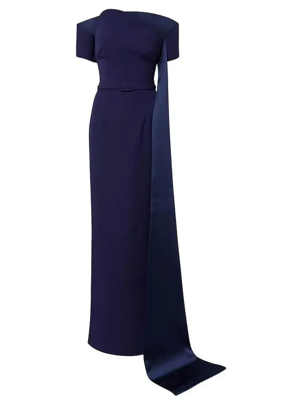 Safiyaa Giorgia Off-shoulder Crêpe Gown - Blue