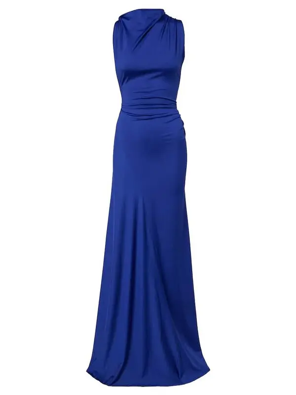 Victoria Beckham Asymmetric Draped Gown - Blue