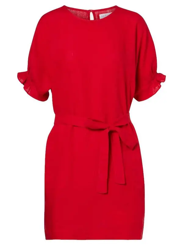 Velvet By Graham & Spencer Vivian Belted Linen Minidress - Red