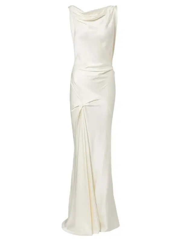Victoria Beckham Posy Draped Gown - White