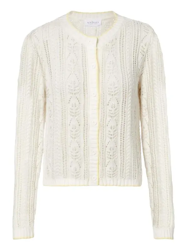Velvet By Graham & Spencer Daisy Pointelle Cotton-blend Cardigan - White