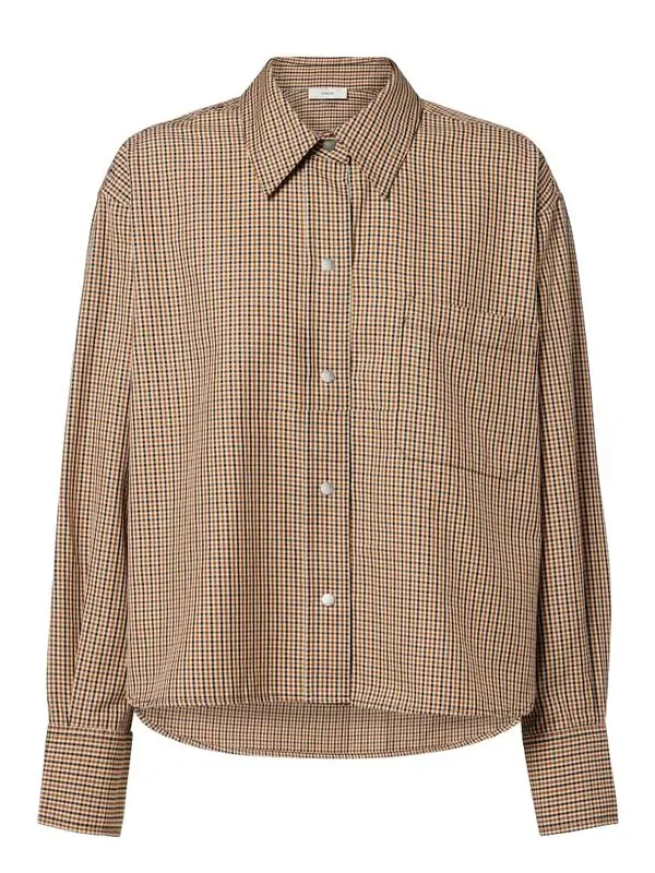 Vince Checked Cotton-blend Shirt - Brown