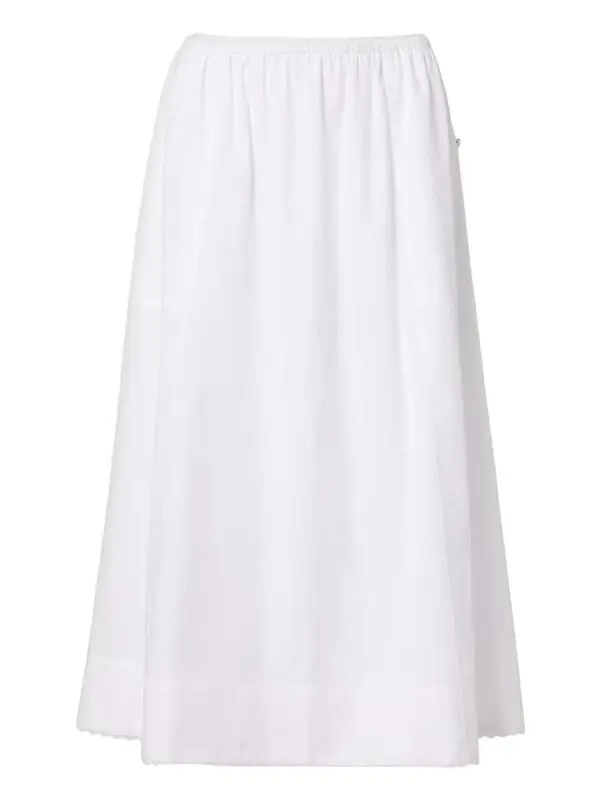 Vince Scalloped Cotton Poplin Midi Skirt - White