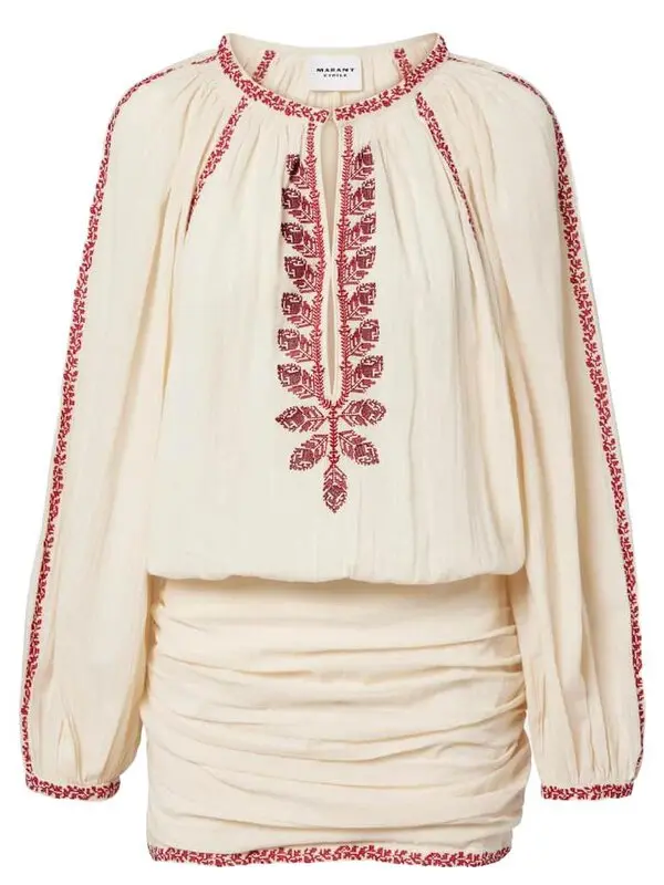 MARANT ETOILE Ludy Embroidered Cotton Minidress - Beige