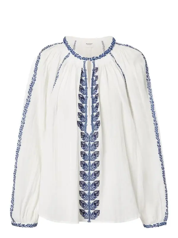 MARANT ETOILE Lena Embroidered Cotton Blouse - White