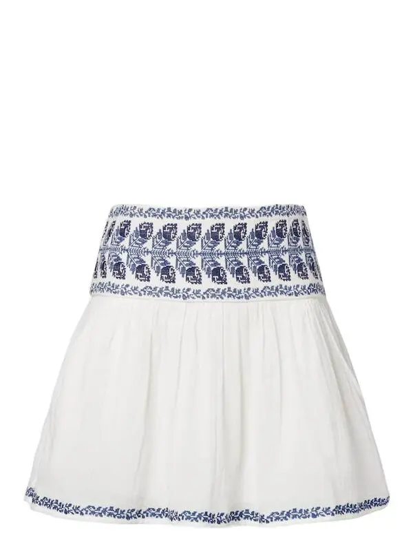 MARANT ETOILE Picadilia Embroidered Cotton Miniskirt - White