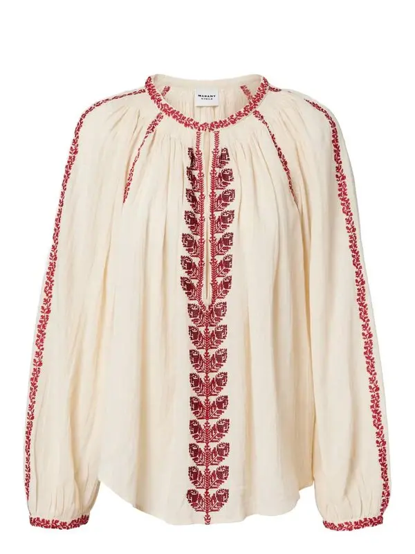 MARANT ETOILE Lena Embroidered Blouse - Beige