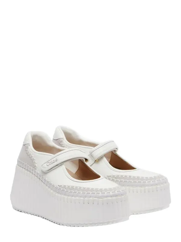 Chloé Nama Leather Platform Sneakers - White