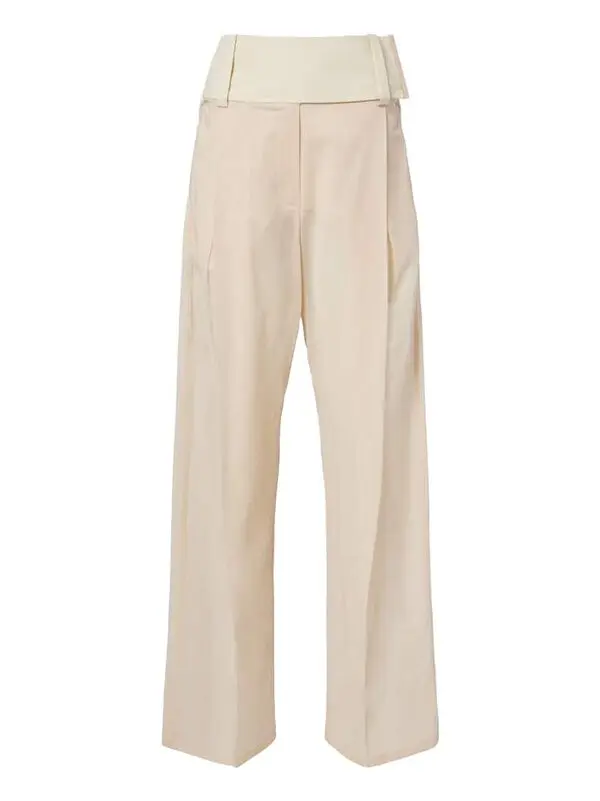 Sportmax Ferito Cotton Voile Wide-leg Pants - Beige