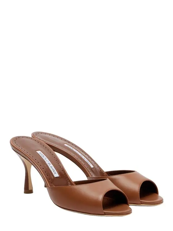 Manolo Blahnik Jada Leather Mules - Brown