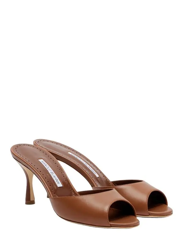 Manolo Blahnik Jada Leather Mules - Brown