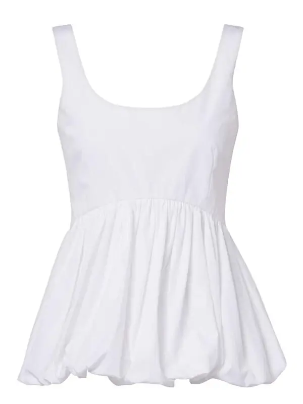 RÓHE Peplum Cotton Poplin Top - White