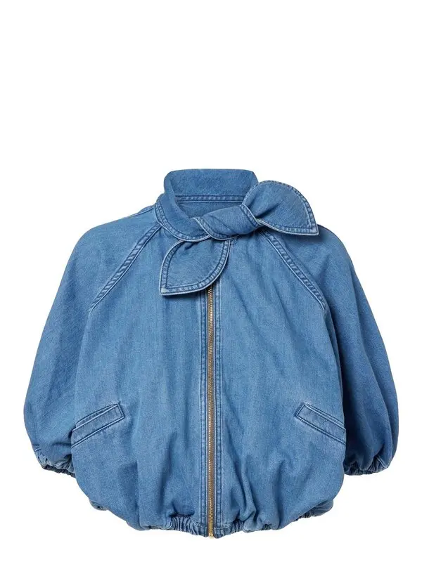PATOU Tie-neck Denim Jacket - Blue