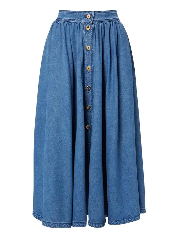 PATOU Denim Midi Skirt - Blue