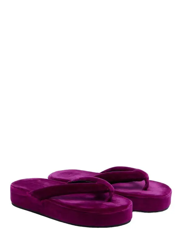 Balenciaga Velvet Platform Thong Sandals - Purple