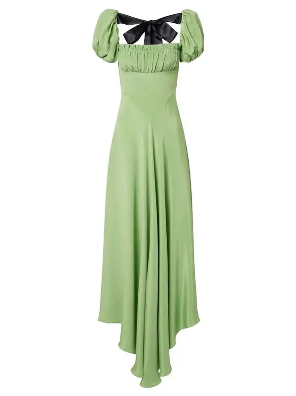 RODARTE Puff-sleeve Silk Crepe Maxi Dress - Green