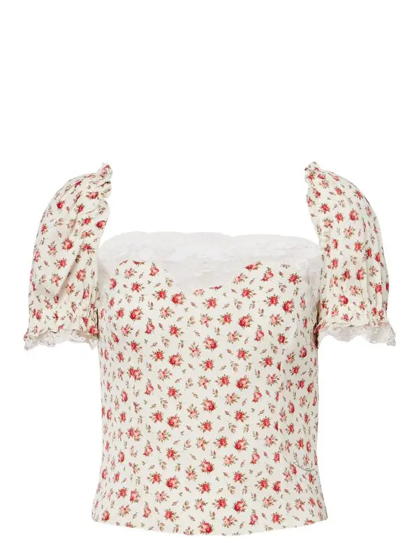 Dolce & Gabbana Floral Lace-trimmed Silk And Cotton Top - White