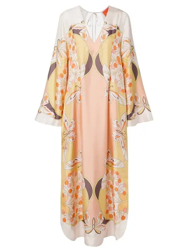 La DoubleJ Twin Flame Printed Silk Twill Maxi Dress - Multicoloured