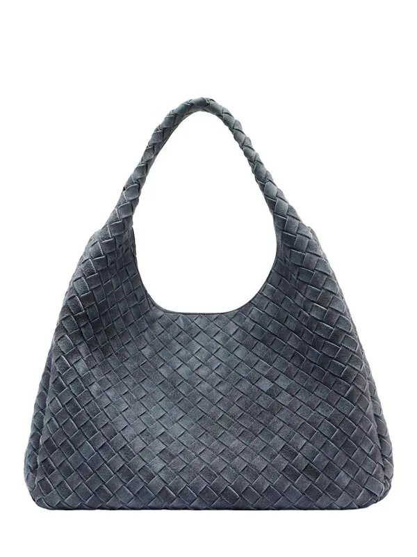 Bottega Veneta Campana Intrecciato Large Suede Tote Bag - Grey