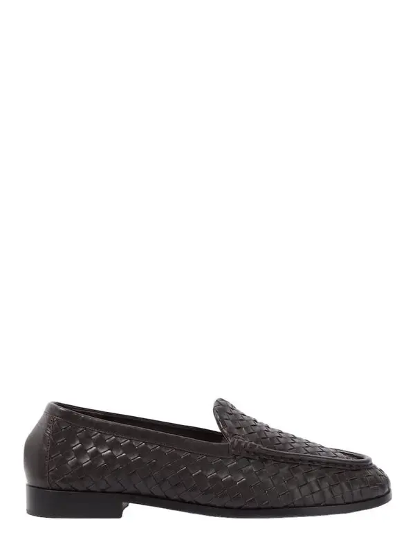 Bottega Veneta Silenzio Intrecciato Leather Loafers - Brown