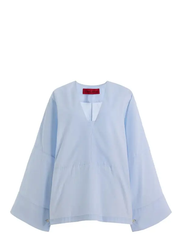 THE LATEST Dana Cotton Poplin Top - Blue