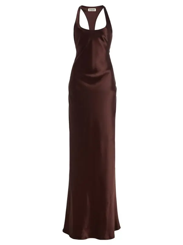 Staud Juanita Silk Maxi Dress - Brown