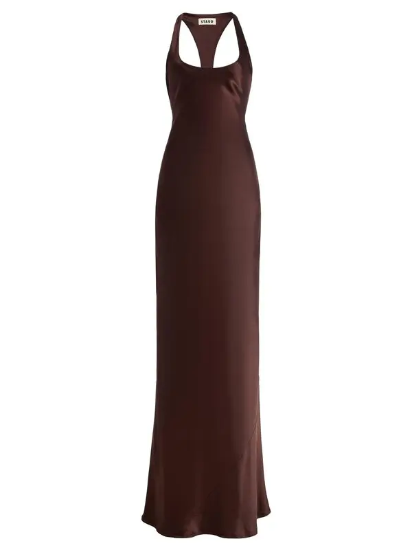 Staud Juanita Silk Maxi Dress - Brown