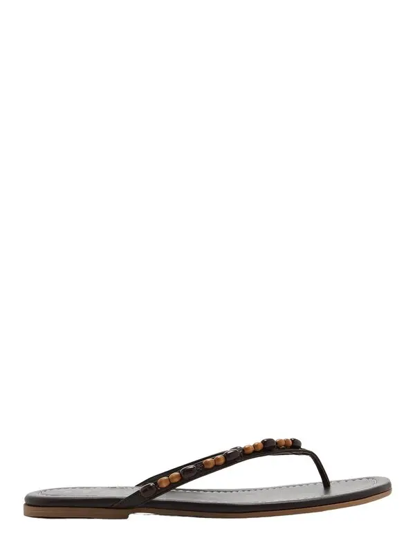 Staud Freja Beaded Thong Sandals - Brown