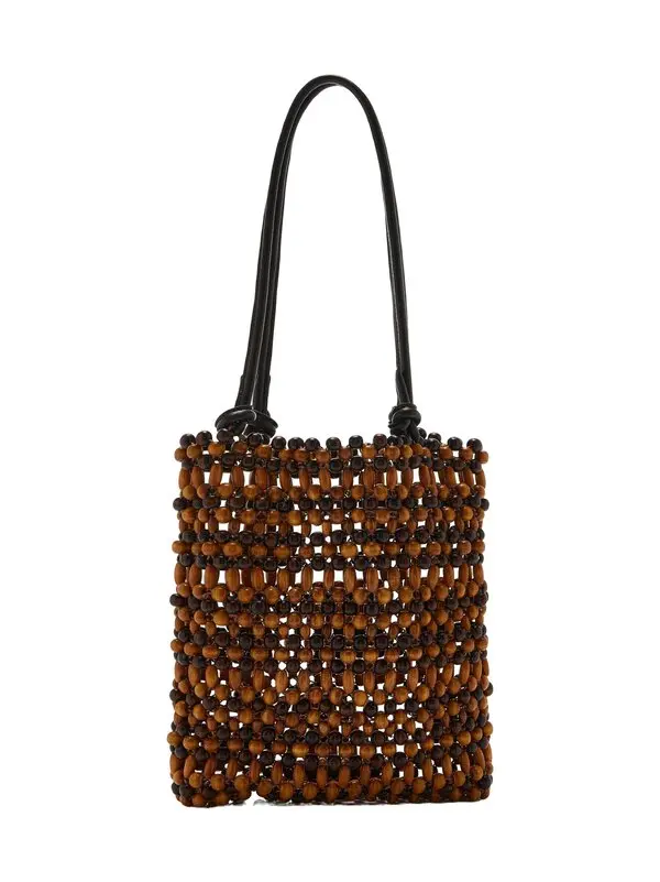 Staud Beaded Mini Tote Bag - Brown