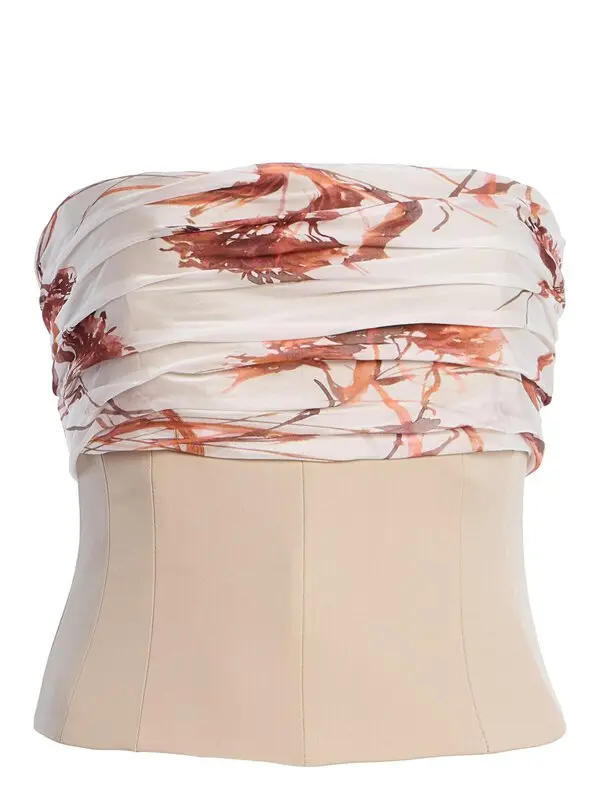 SEV Wool Corset Top With Voile Detail - Print