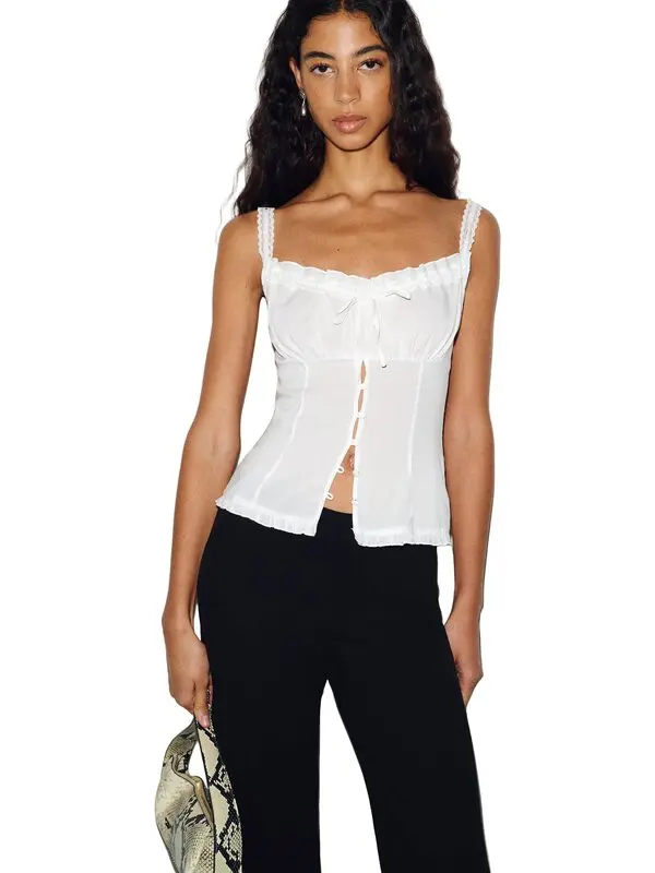 REFORMATION Eveline Lace Top - Ivory