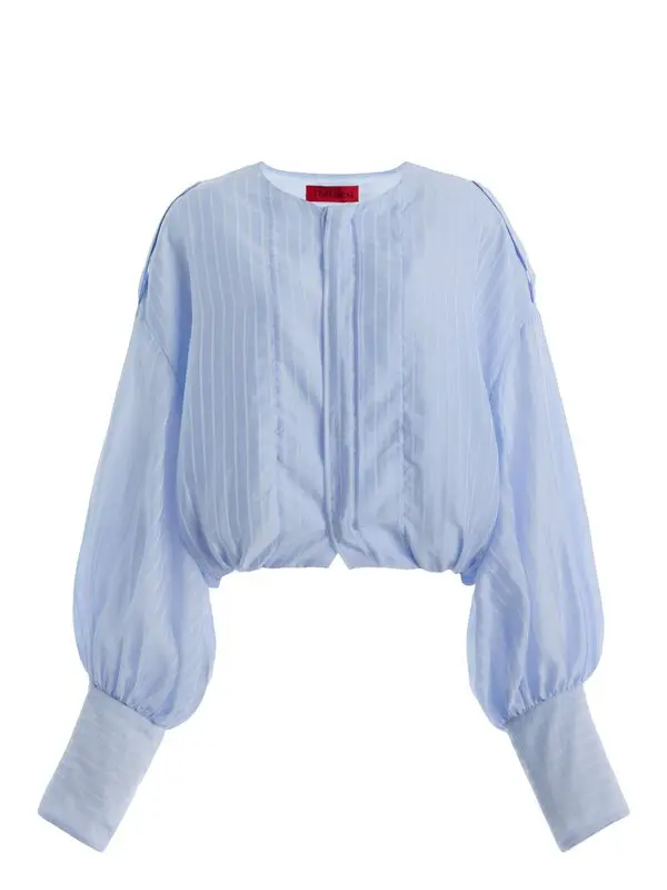THE LATEST Striped Poplin Shirt - Blue
