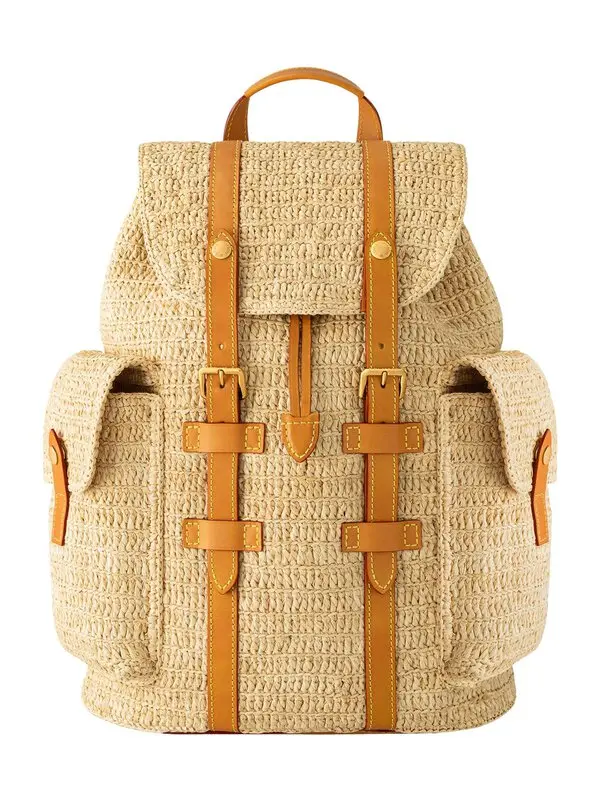 LOUIS VUITTON Christopher Pm Raffia Backpack - Tan