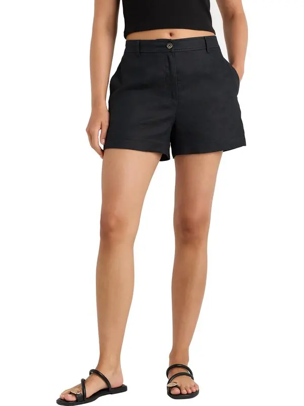 Quince 100% European Linen Trouser Shorts - Black
