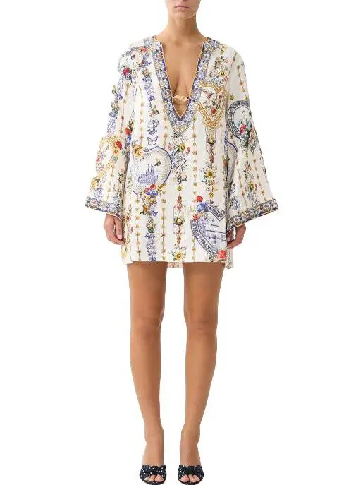 Camilla Deep V Neck Hardware Short Kaftan - The Pottery Parlour