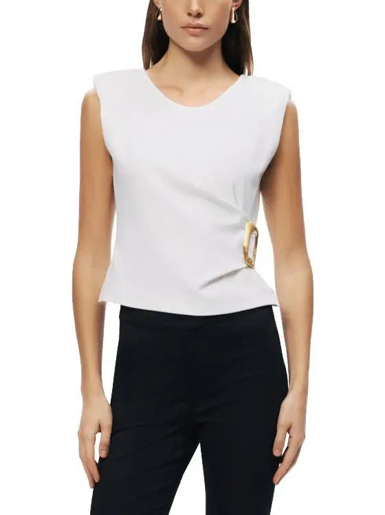 NOCTURNE Sleeveless Buckle-detail Blouse - Ivory