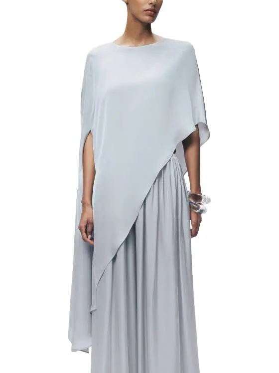 NOCTURNE Draped Cape Blouse - Grey