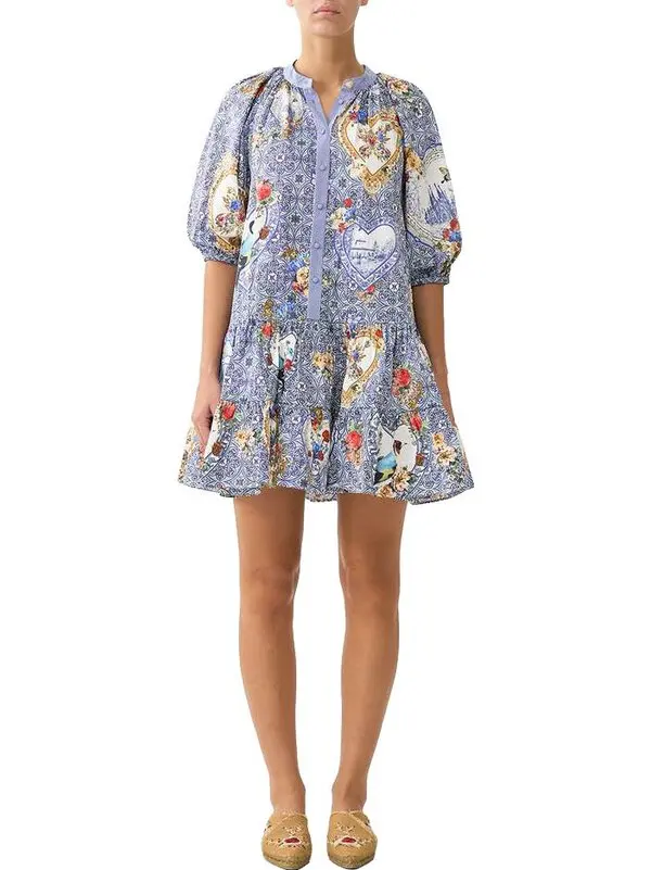 Camilla Printed Puff Sleeve Shirt Dress - The Pottery Parlour