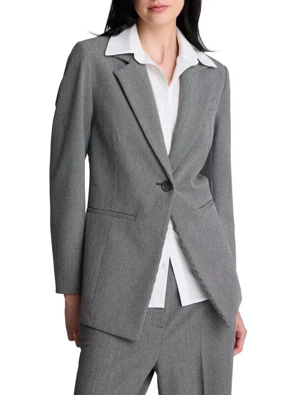 KENNETH COLE Blazer With Detachable Shirt Inset - Black Multi/pure White