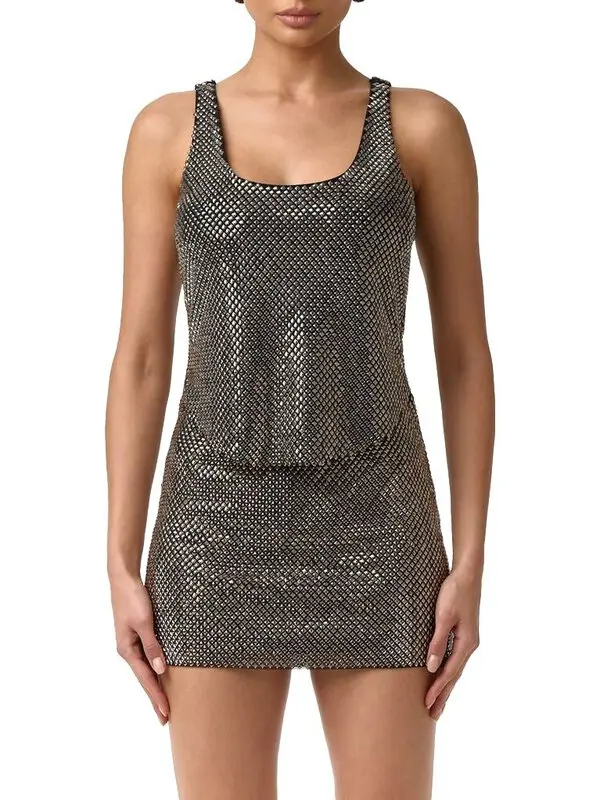 Naked Wardrobe Embellished Mesh Tank - Gunmetal